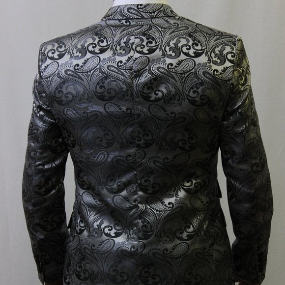 Manzini | Suits & Blazers | Silver And Black Paisley Blazer | Poshmark